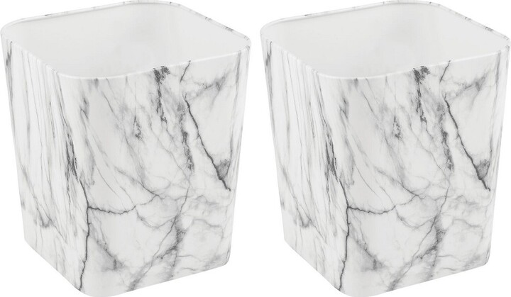 mDesign Small Metal 2.3 Gallon Trash Can, Square Wastebasket Bin, 2 ...