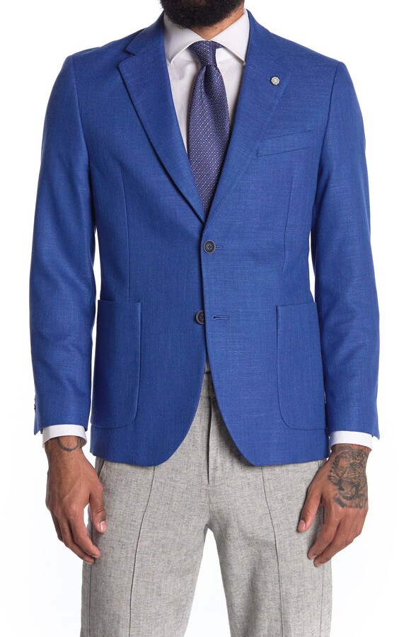 Nautica Structure Solid Notch Collar Two-Button Blazer Jacket - ShopStyle