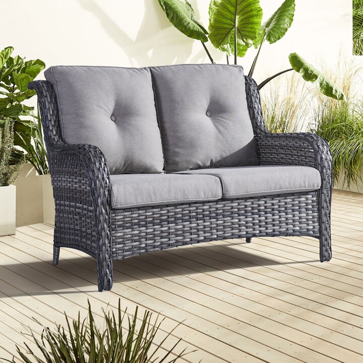 Gymojoy Patio Rattan Loveseat Sofa Outdoor Wicker Loveseat - ShopStyle