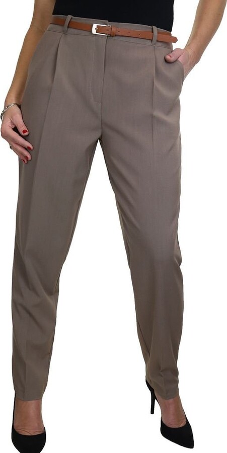 icecoolfashion Smart Work Trousers for Women UK Ladies Tapered Leg ...