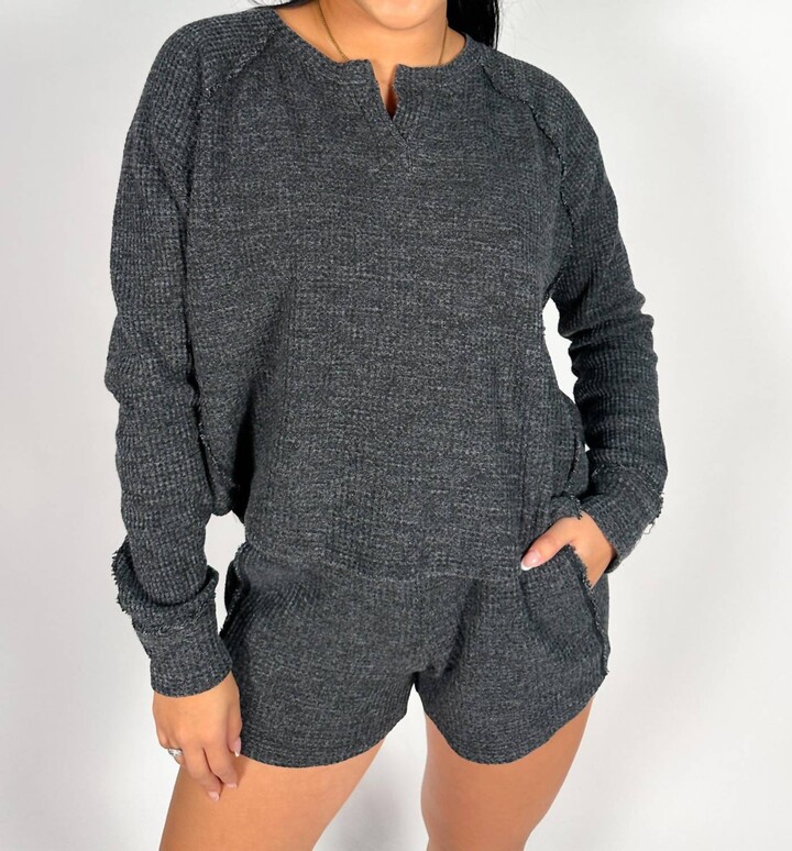 RAE MODE Whitney Waffle Short Set In Black - ShopStyle Pajamas