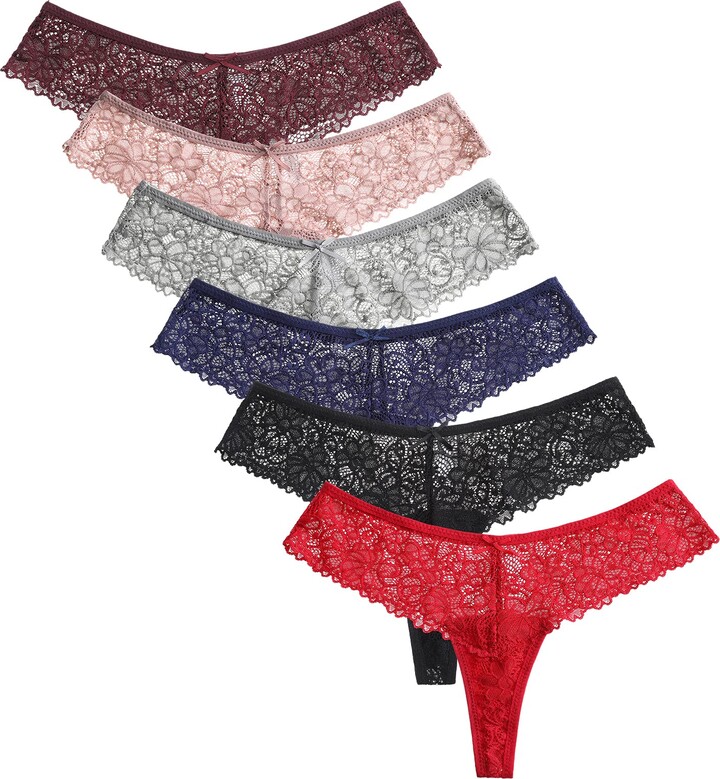 Aijolen Women Lace Thongs Sexy Panties Cheeky Stretch G-String ...
