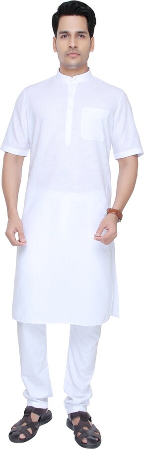 JadeBlue Men's Solid White Modi Kurta Indian Wedding Kurta - Mkirsf ...