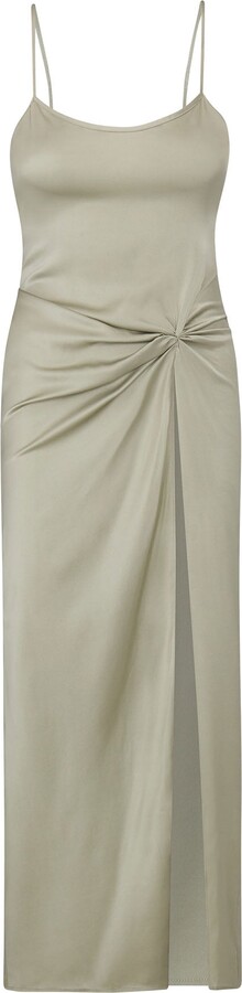 Silk Sleep Slip With High Slit | Talc - ShopStyle Evening Dresses