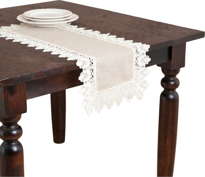 Saro Lifestyle Lace Trimmed Table Linens, 16" x 72" - ShopStyle Runners