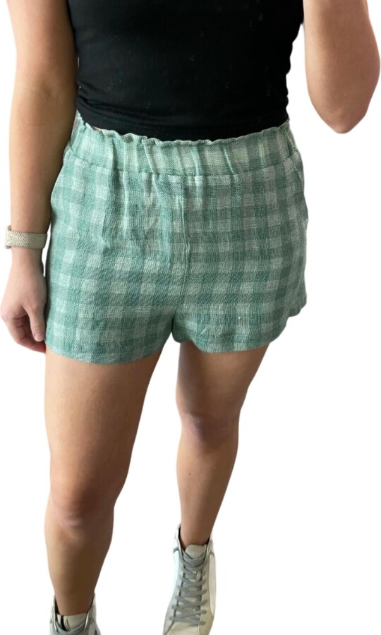 Le Lis Check Elastic Shorts In Green - ShopStyle