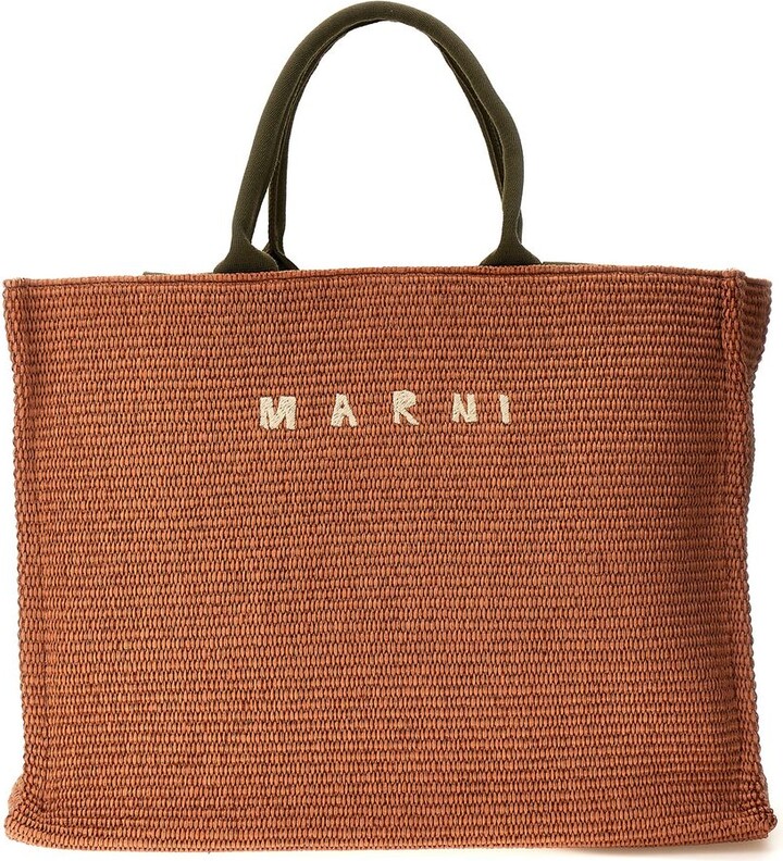 Marni Logo embroidery large shopping bag - ShopStyle