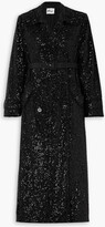 Self-Portrait Belted sequined crepe trench coat - ShopStyle