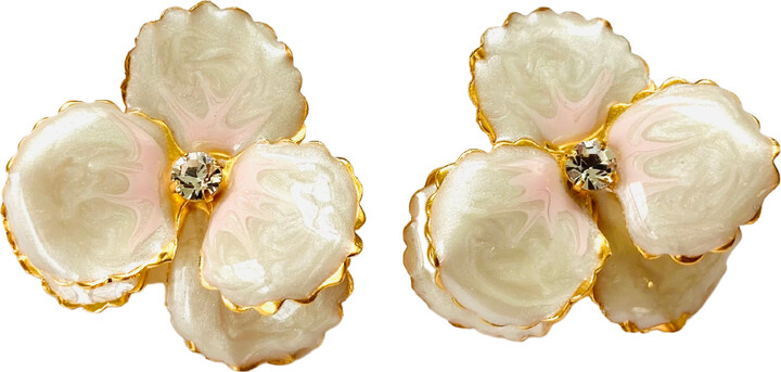 The Pink Reef Pearl & Pink Pansy Stud - ShopStyle Earrings