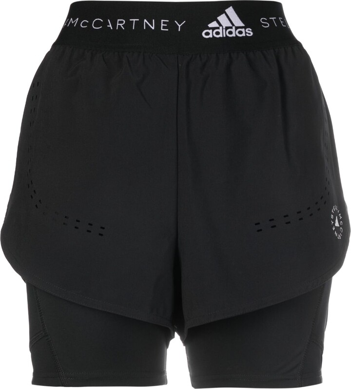 adidas by Stella McCartney Logo-Band Layered Running Shorts - ShopStyle
