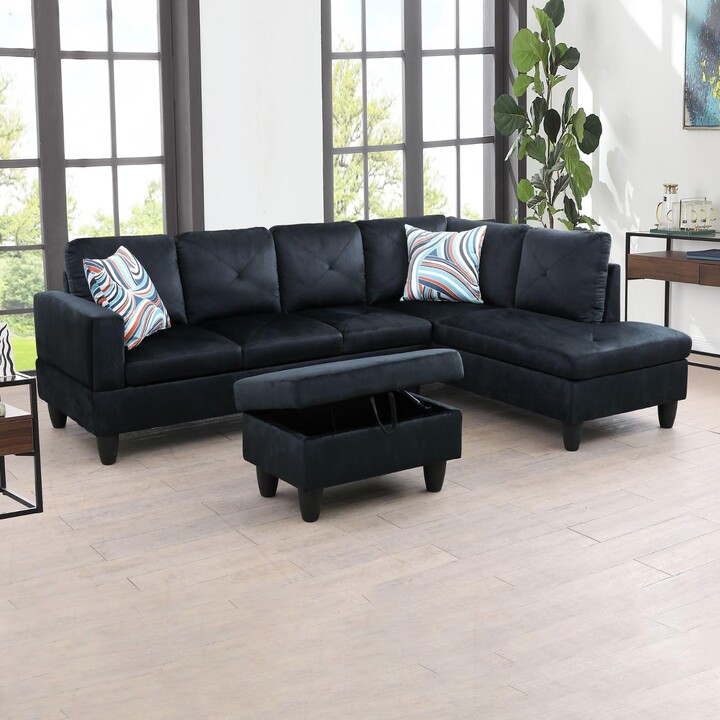 Goohome 3-Piece Microfiber L-Shaped Sectional Sofas - ShopStyle