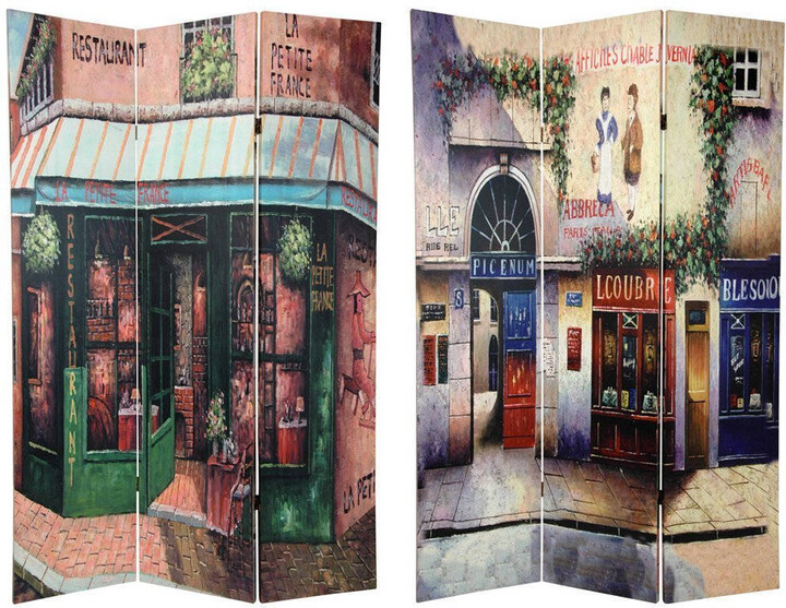 Handmade Wood and Canvas Double-sided Parisian Cafe Room Divider ...