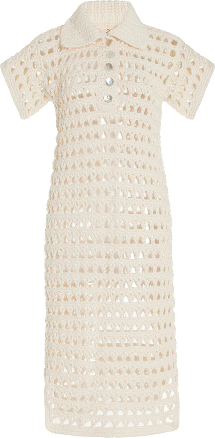 Nia Thomas Penelope Crocheted Cotton Polo Midi Dress - ShopStyle