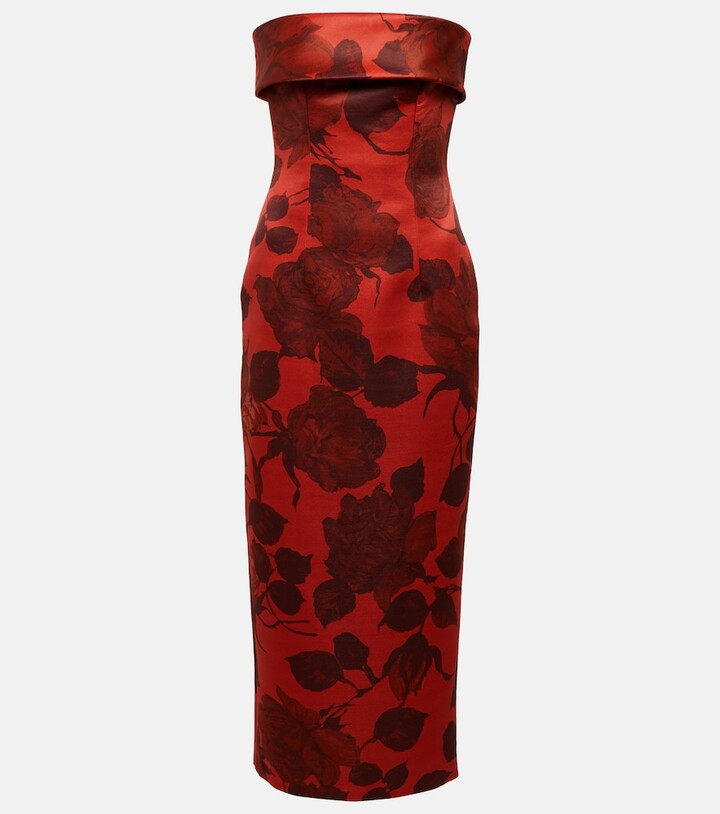 Emilia Wickstead Keeley strapless taffeta faille satin midi dress ...