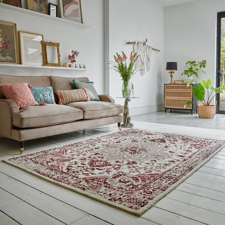 Dunelm Exclusive Tara Traditional Wool Rug Tara Mauve - ShopStyle