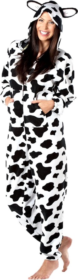 Selena Secrets Womens Zip Up Onesie with 3D Ears Cow - Size UK 16-18 ...