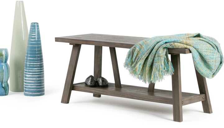 WYNDENHALL Stewart SOLID WOOD 48 inch Wide Industrial Entryway Bench in ...