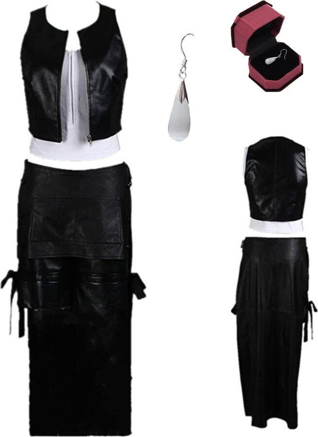 MANMICOS US Size Anime Women's Tifa Lockhart Cosplay Costume tifa Black ...
