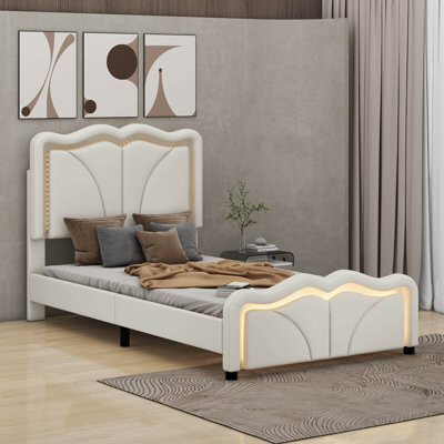 House of Hampton Decarter Twin Size Upholstered Platform Bed With Curve ...