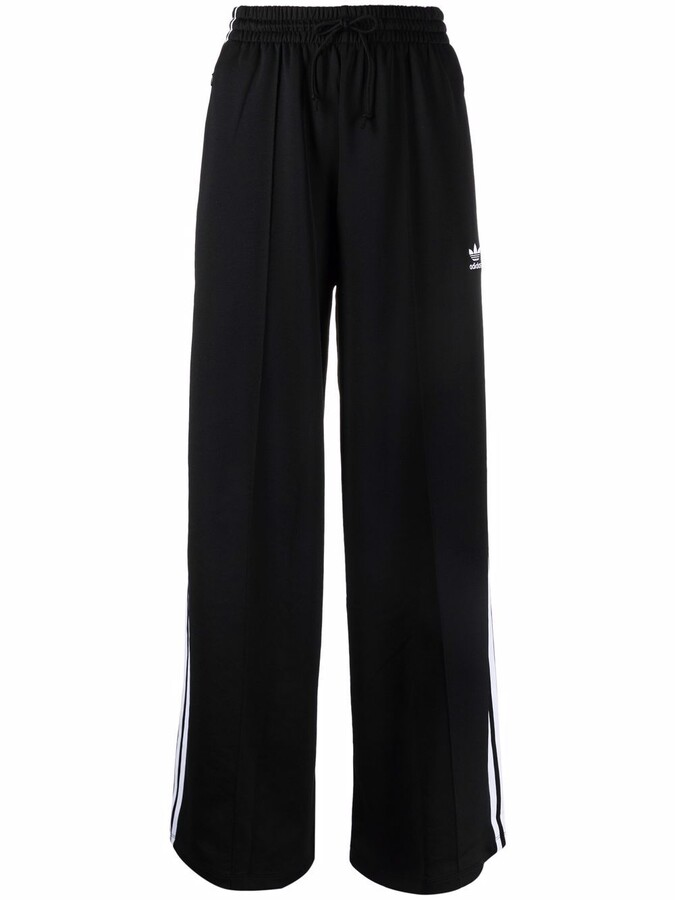 adidas Originals wide-leg three-stripe trousers - ShopStyle Casual Pants