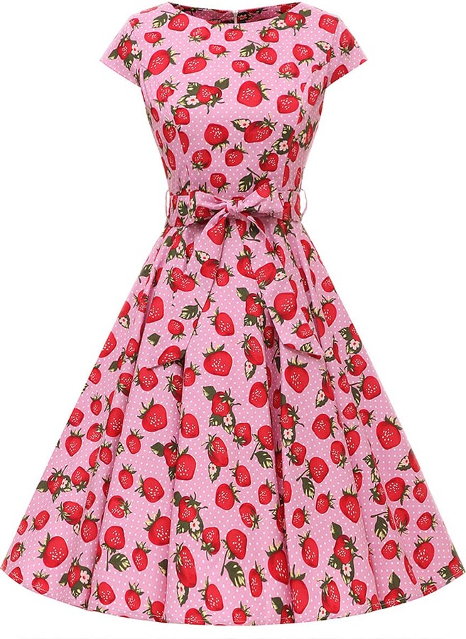 IWEMEK Women Vintage 1950s Rockabilly Swing Dress 50s 60s Pinup Retro ...