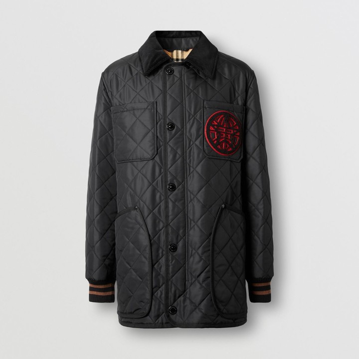 Burberry Varsity Graphic Diamond Quilted Barn Jacket - ShopStyle