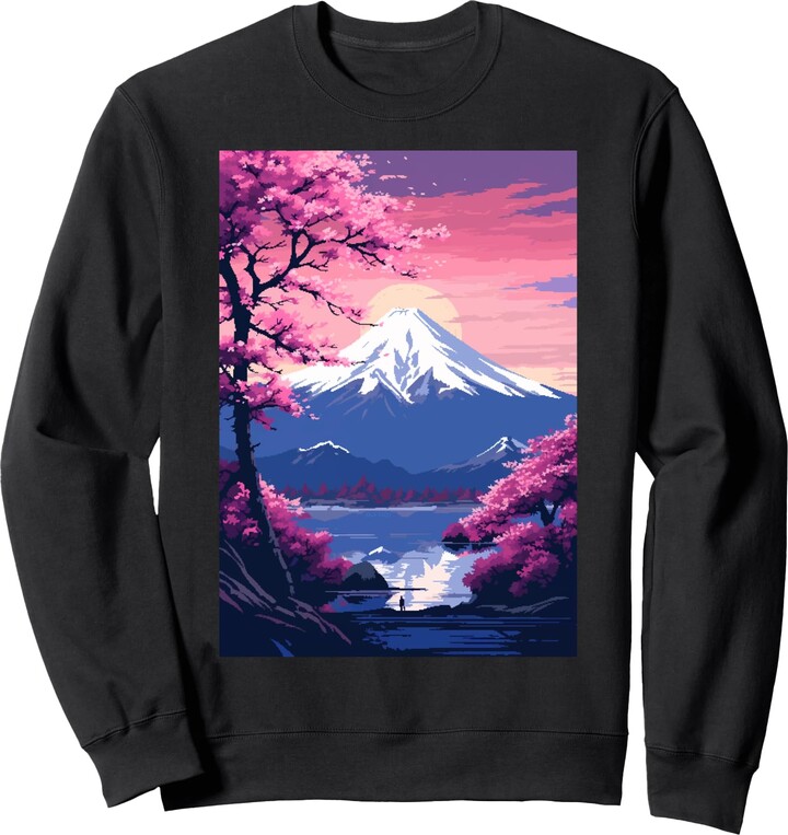 Retro Graphic Illustration Pixel (Japan Nature) Beautiful Fujisan ...