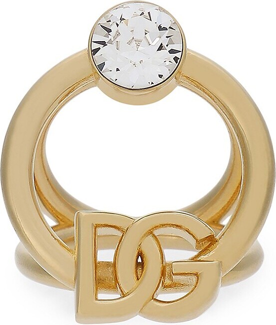 Dolce & Gabbana Goldtone Crystal Logo Ring - ShopStyle