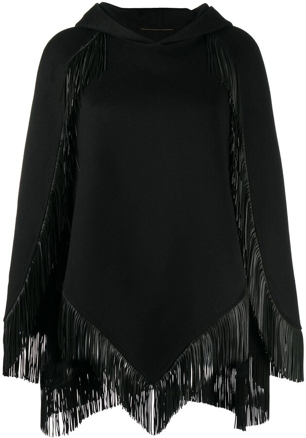 Saint Laurent Fringed Hooded Cape - ShopStyle Outerwear