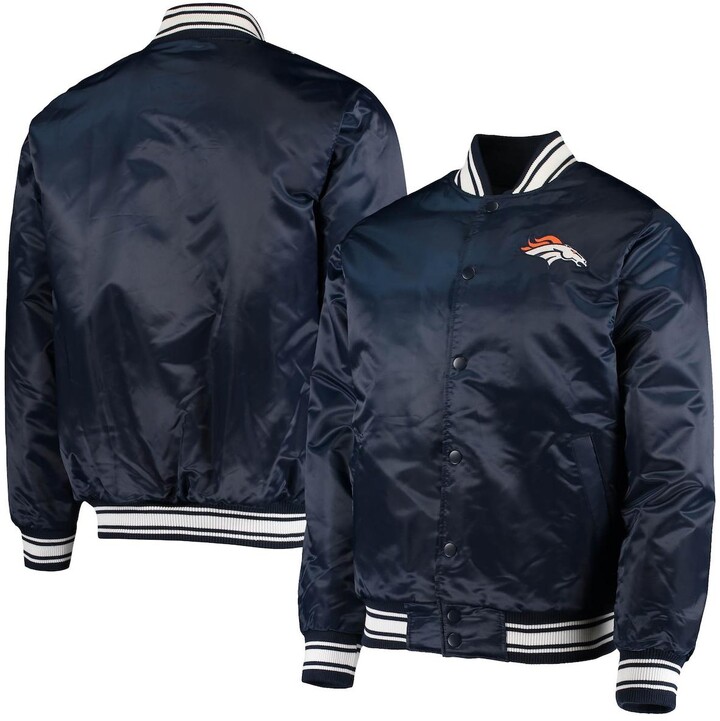 Men's Starter Navy Denver Broncos Locker Room Satin Varsity Full-Snap ...