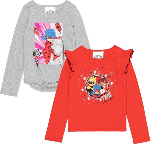 Miraculous Ladybug Cat Noir Rena Rouge Little Girls 2 Pack Ruffle T ...