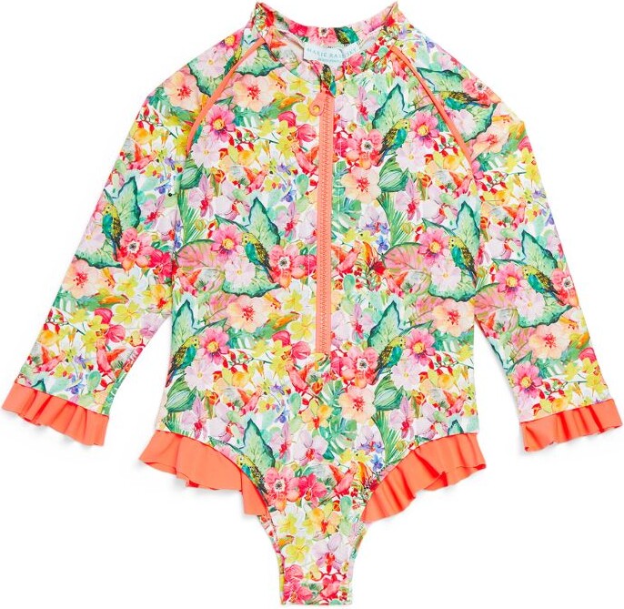 Marie Raxevsky Floral Long-Sleeve Swimsuit (2-12 Years) - ShopStyle ...