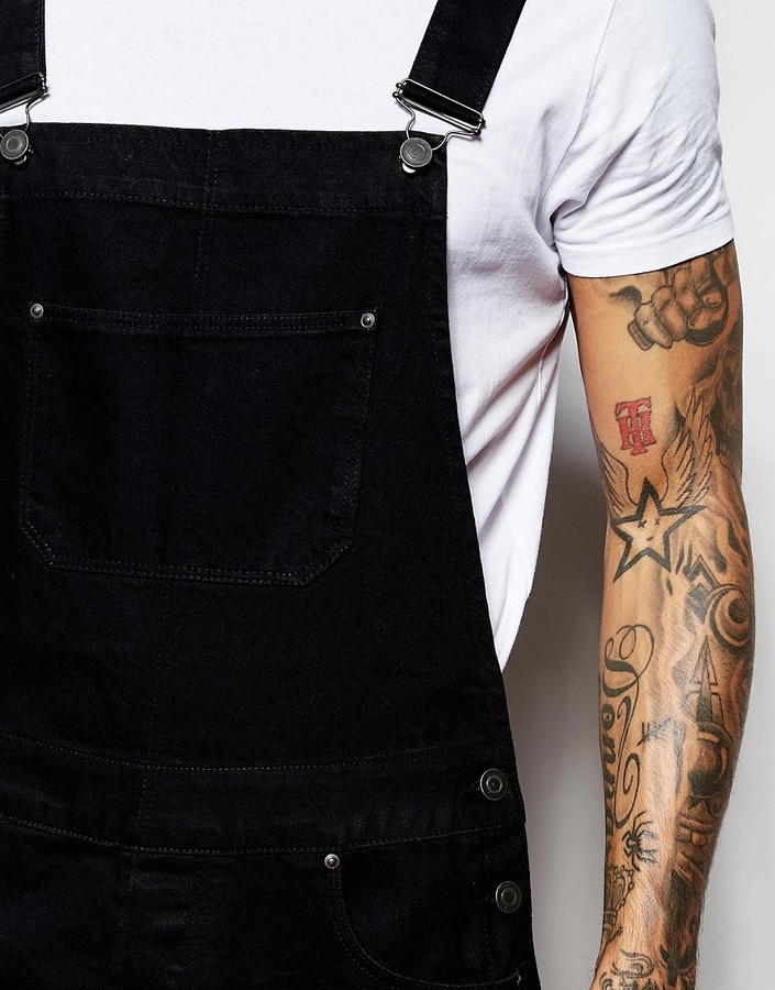 ASOS Denim Overalls In Black - ShopStyle Jeans