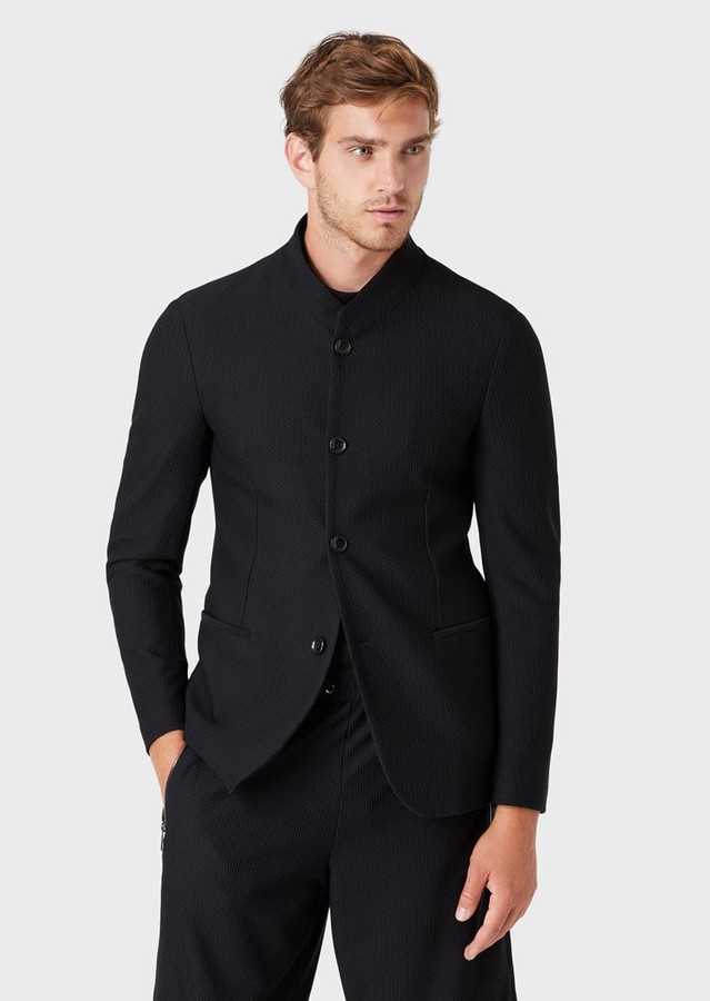 Giorgio Armani Single-Breasted Jacket In Embossed Tech Fabric - ShopStyle