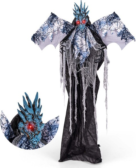 Costway 6ft Halloween Animatronic Decoration Animated Dragon with Light ...