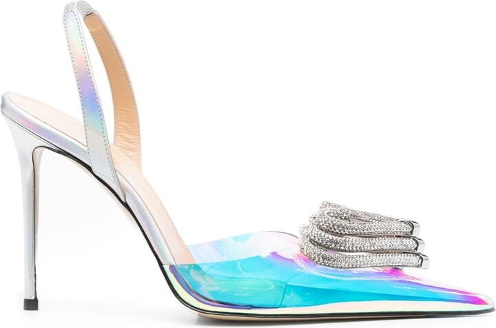 MACH & MACH Triple Heart iridescent slingback pumps - ShopStyle