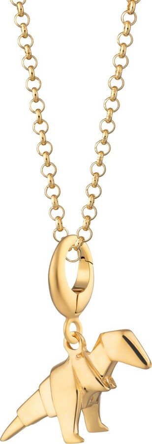 Lily Charmed Women's Gold Plated Origami T-Rex Charm Necklace - ShopStyle