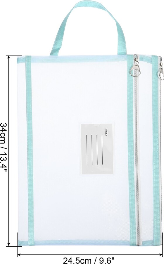 Unique Bargains A4 Nylon Document Pouch with Handle Mesh Clear Zip ...