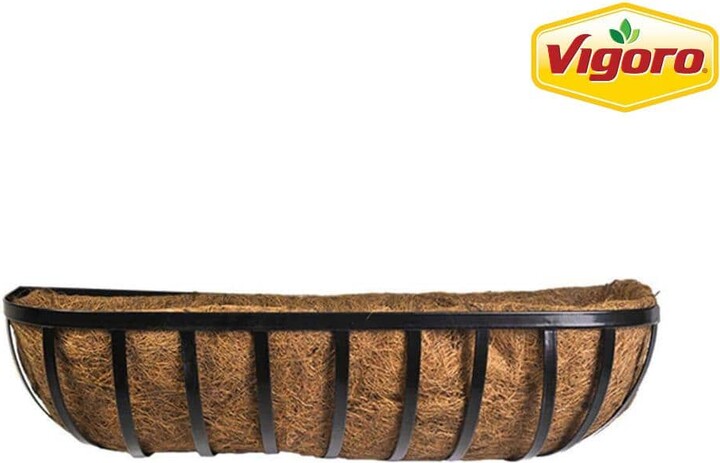 Vigoro 24 in. x 8 in. Black English Metal Trough with Coco Liner ...