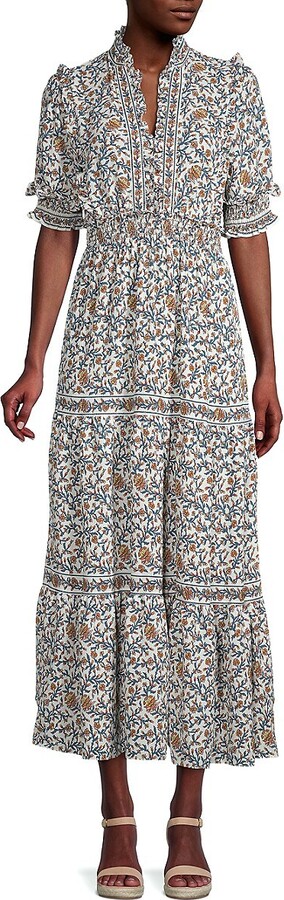 Max Studio Tiered Floral Midi Dress - ShopStyle
