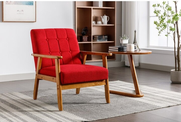 Mid-Century Solid Wood Red Accent chair Armchair - ShopStyle