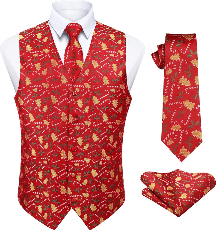 Enlision Men's Fun Christmas Waistcoat Festive Waistcoats Tie Pocket ...