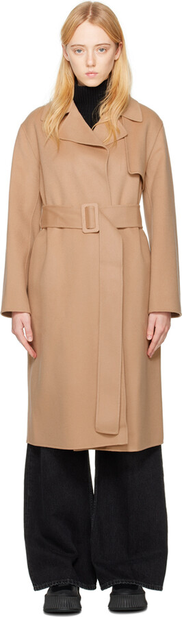 Theory Tan Wrap Coat - ShopStyle