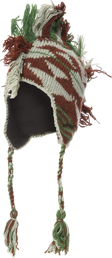 The Collection Royal Mohawk Woolen Lined Beanie Ear Flap Hat - Green ...