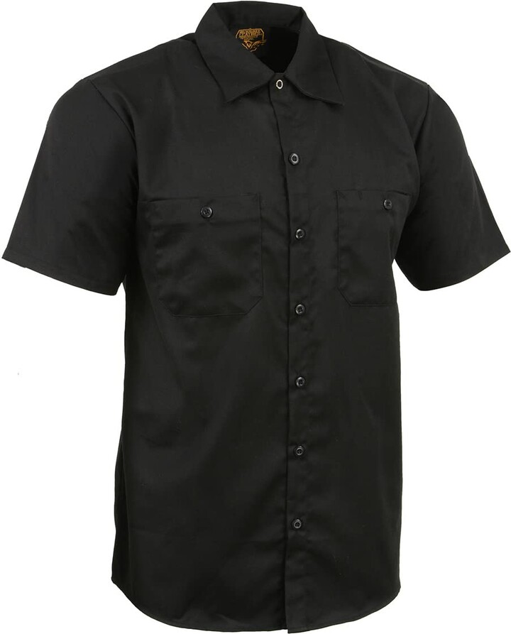 Milwaukee Leather Men's MDM11669 BLK Button Up Heavy-Duty Work Shirt ...