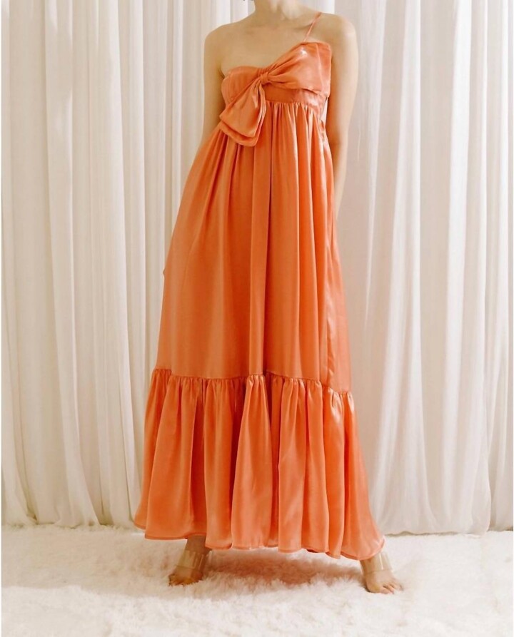 STORIA Coral Satin Sheen Maxi In Orange - ShopStyle