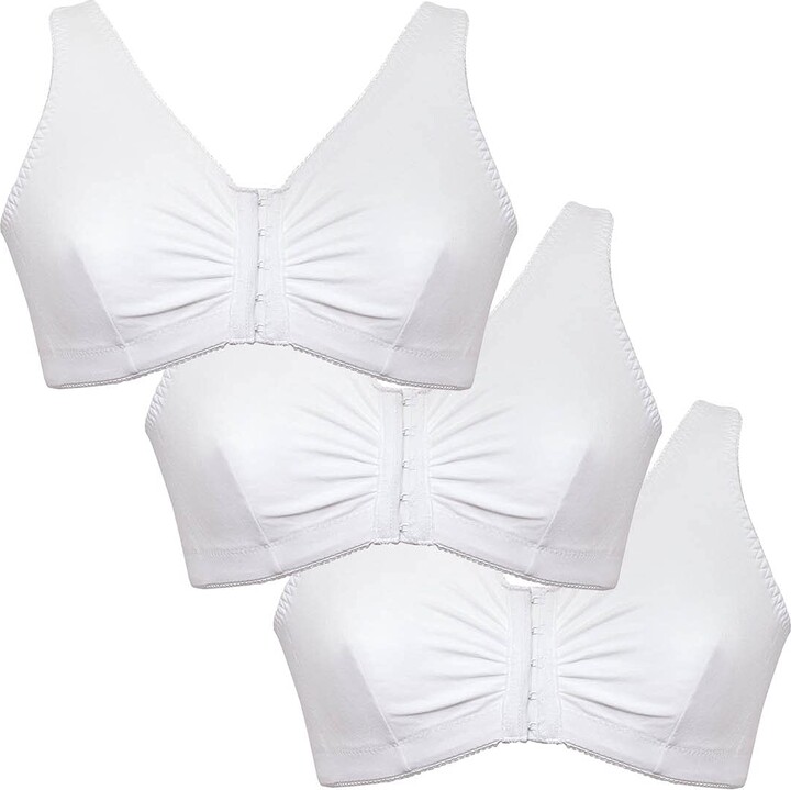 Eden House Ladies | Pack of 3 Bra Cotton Front Fastening Magic Bra ...