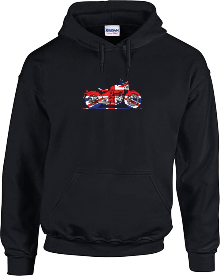 Generic Union Jack BOBBER BIKE HOODIE HOOD GRAPHIC BIKE CAFE RACER LOW ...