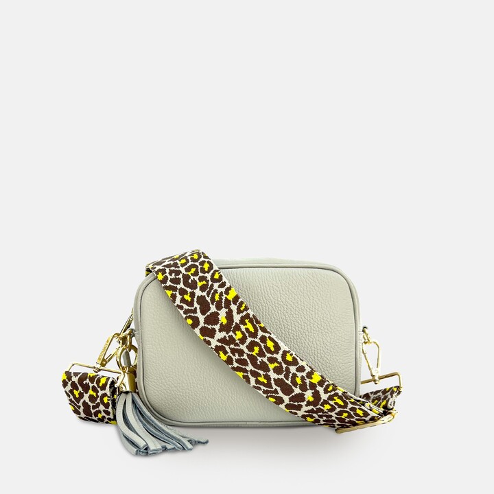 Apatchy London Light Grey Leather Crossbody Bag With Lemon Cheetah ...