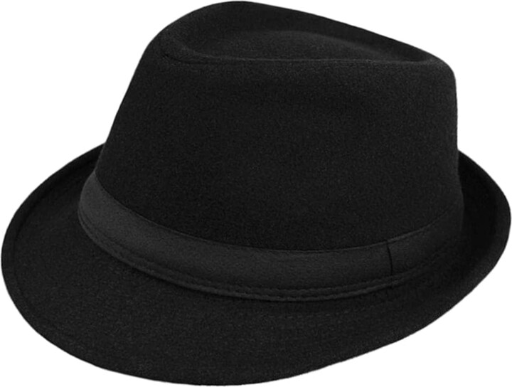 UTOWO Mens 1920s Fedora Hat 20s Black Gangster Trilby Hats Manhattan ...